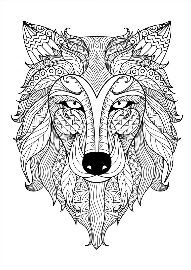 Wolf Head Mandala Coloring Page for Adult - ColoringBay